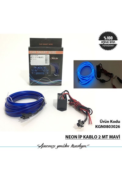 Neon İp Kablo 2 Mt Mavi