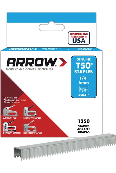 Arrow AR504 6mm 1250 Adet Profesyonel Zımba Teli Arrow AR504 6mm 1250 Adet Profesyonel Zımba Teli