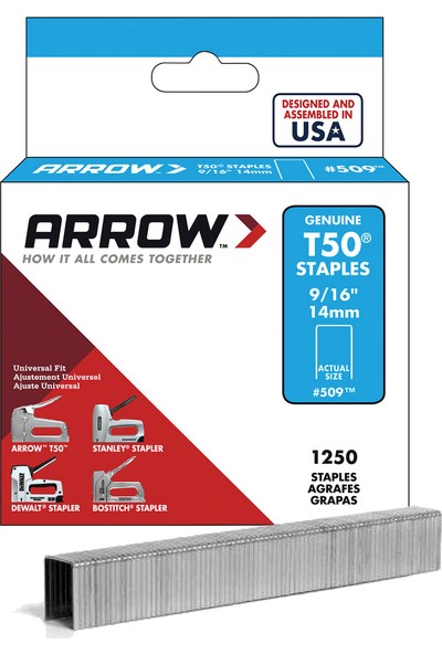 Arrow AR509 14mm 1250 Adet Profesyonel Zımba Teli Arrow AR509 14mm 1250 Adet Profesyonel Zımba Teli