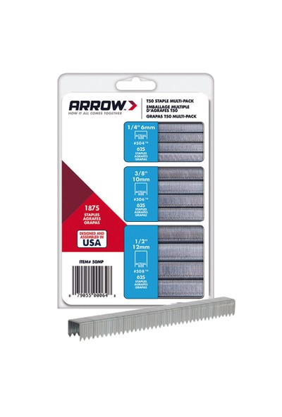 Arrow AR50MP 6mm, 10mm 12mm 1875 Adet Profesyonel Zımba Seti Arrow AR50MP 6mm, 10mm 12mm 1875 Adet Profesyonel Zımba Seti