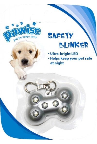 Pawise 11571 Kemik Şekilli Tasma Ucu Ledli Metalik