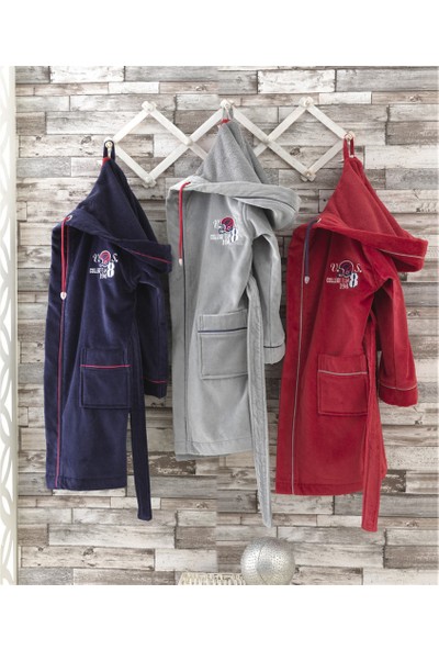 Ecocotton Organik Pamuk 13-14 Yaş Çocuk Bornoz - Sports Time Gri