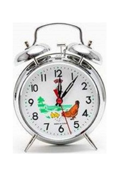 Nostaljik Kurmalı Tavuklu Çalar Metal Masa Saati