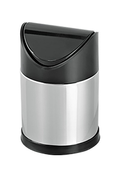 Flosoft Sallanır Kapak Paslanmaz Çelik Çöp Kovası 3 Lt