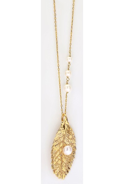 Sufi Design, 24K Altın Kaplama, Küçük Boy Gerçek Yaprak, Gümüş İncili Kolye Hbr3257 Sufi Design, 24K Altın Kaplama, Küçük Boy Gerçek Yaprak, Gümüş İncili Kolye Hbr3257