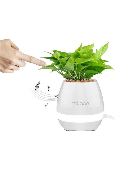 Mikado MD-P15BT Beyaz TF Kart Destekli Çiçek Saksı Akıllı Dokun Bluetooth Speaker Mikado MD-P15BT Beyaz TF Kart Destekli Çiçek Saksı Akıllı Dokun Bluetooth Speaker