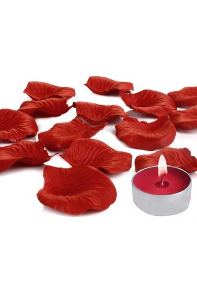 Gül Yaprağı RG Gül Yaprakları, 500 Adet Gül Yaprağı , 8 Kırmızı Mum