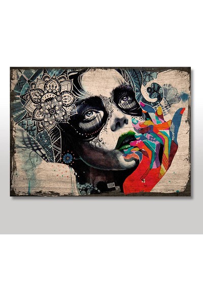 Cakasepetim Ahşap Tablo Boyalı Kadın