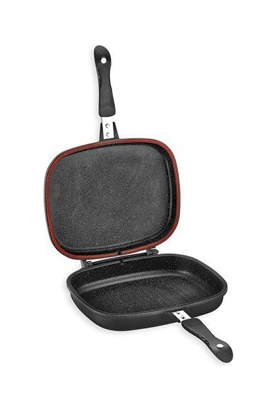 Schafer Kare Double Grill Pan 34 Cm Çift Taraflı Tava-siyah Schafer Kare Double Grill Pan 34 Cm Çift Taraflı Tava-siyah