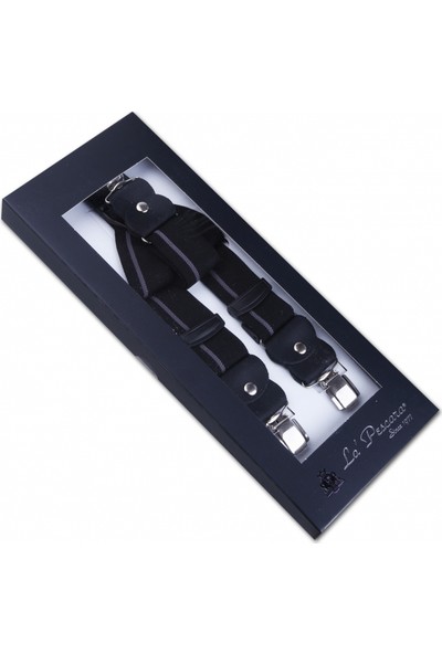 La Pescara Siyah Gri Çizgili Pantolon Askısı A59