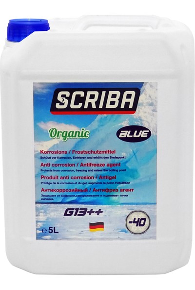 Scriba Organik Mavi Antifriz 5lt (-40 Derece) Scriba Organik Mavi Antifriz 5lt (-40 Derece)