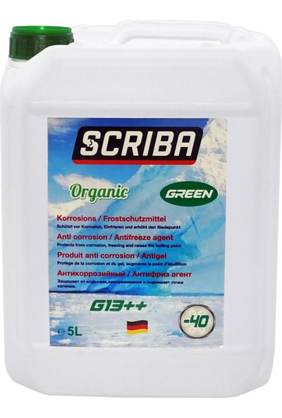 Scriba Organik Yeşil Antifriz 5lt (-40 Derece) Scriba Organik Yeşil Antifriz 5lt (-40 Derece)