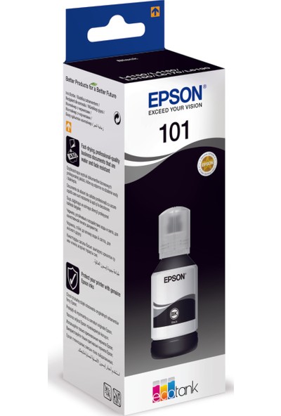 Epson 101 Siyah Mürekkep Şişesi, 127 ml. L4150/L4160/L6160/L6170/L6190/L14150 (C13T03V14A) Black Epson 101 Siyah Mürekkep Şişesi, 127 ml. L4150/L4160/L6160/L6170/L6190/L14150 (C13T03V14A) Black