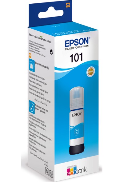 EPSON 101 Mavi Mürekkep Şişesi, 70 ml. L4150/L4160/L6160/L6170/L6190/L14150 (C13T03V24A) Cyan EPSON 101 Mavi Mürekkep Şişesi, 70 ml. L4150/L4160/L6160/L6170/L6190/L14150 (C13T03V24A) Cyan
