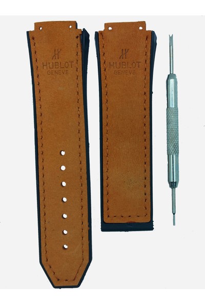 Hublot BigBang Uyumlu 26x17mm Açık Kahve Deri Saat Kordonu Hublot BigBang Uyumlu 26x17mm Açık Kahve Deri Saat Kordonu
