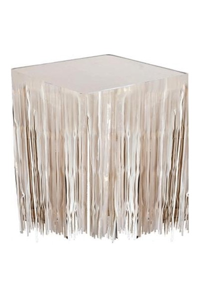 PartiBulutu Metalize Beyaz Masa Kenarı Eteği