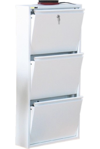 Kapıönü Metal Ayakkabılık Modelleri 3 Lü Kilitli Beyaz