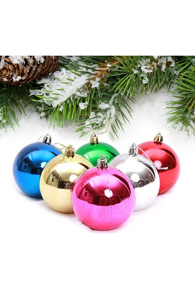 Yılbaşı Karışık Renk Top Ağaç Süsü 6cm 6'lı