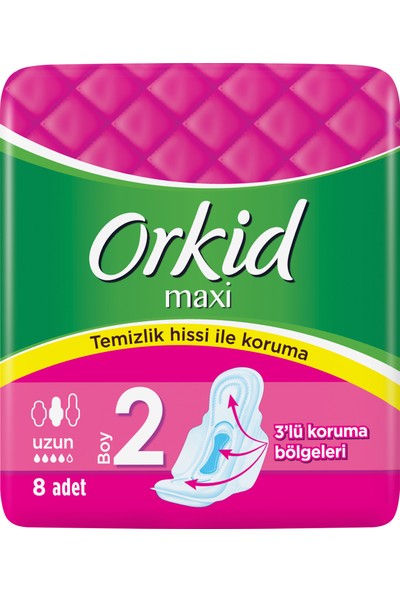 Orkid Maxi Uzun 8 Adet Tekli Paket Hijyenik Ped