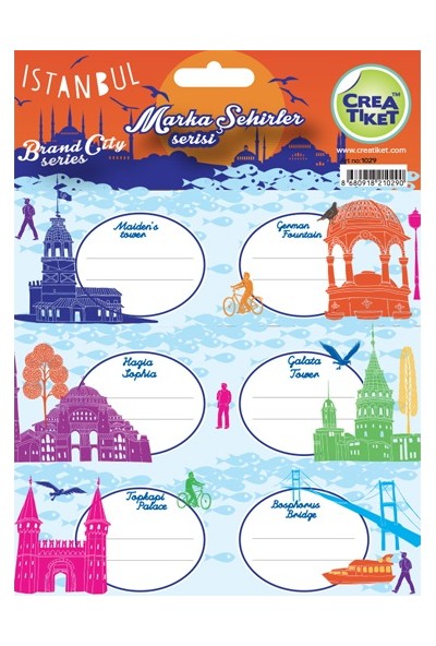 CreaTiket 1029 Marka ve Şehirler Serisi Okul Etiketi