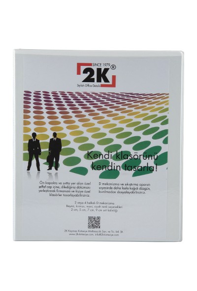 2k 4 Halkalı Klasör Pvc Cepli 3 cm Renk - Beyaz