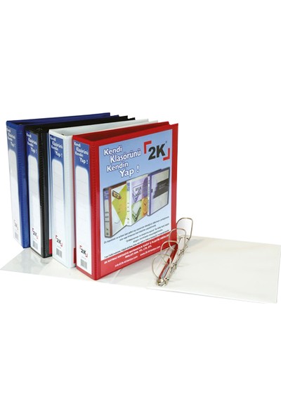 2k 4 Halkalı Klasör Pvc Cepli 7 cm Renk - Beyaz