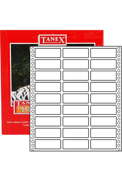 Tanex Yazıcı Etiketi Sürekli Form 20x55 mm Model TN-0011 Tanex Yazıcı Etiketi Sürekli Form 20x55 mm Model TN-0011
