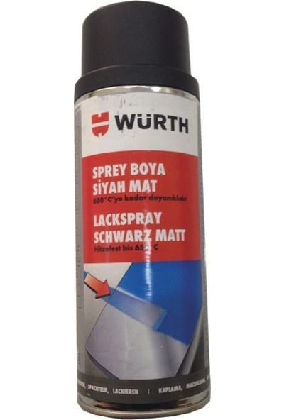 Würth Egzoz Boyası +650 °C Siyah 400 ml. Würth Egzoz Boyası +650 °C Siyah 400 ml.