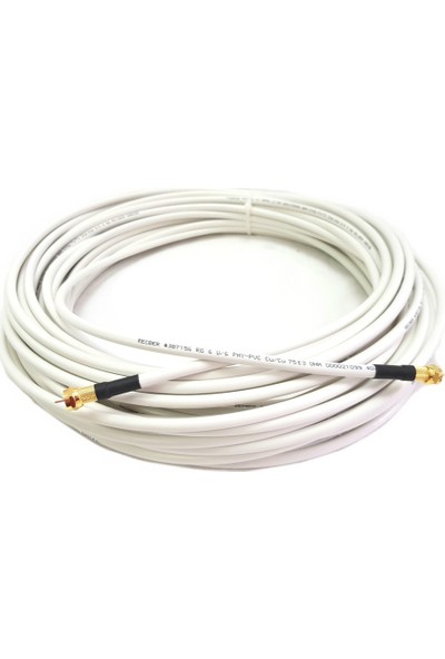 Reçber 10 mt RG6U6 Bakır Anten Kablosu Hazır Gold F Konnektörlü Reçber 10 mt RG6U6 Bakır Anten Kablosu Hazır Gold F Konnektörlü