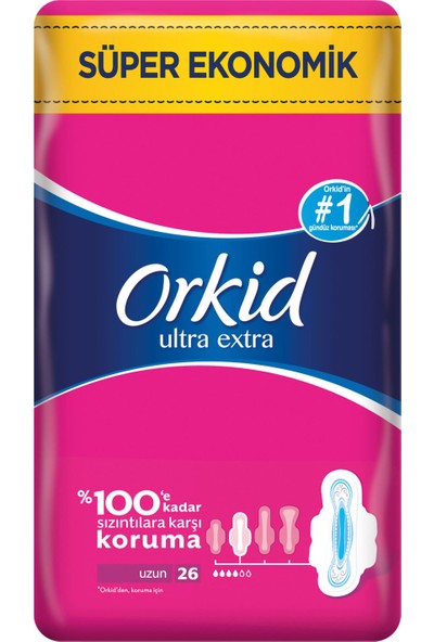 Orkid Ultra Extra Hijyenik Ped Uzun Süper Ekonomik Paket 26 Ped Orkid Ultra Extra Hijyenik Ped Uzun Süper Ekonomik Paket 26 Ped