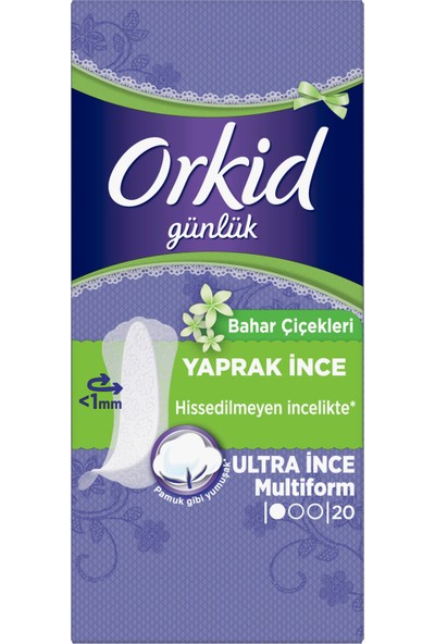 Orkid Yaprak Günlük Ped Bahar Çiçekleri Tekli Paket 20 Ped Orkid Yaprak Günlük Ped Bahar Çiçekleri Tekli Paket 20 Ped