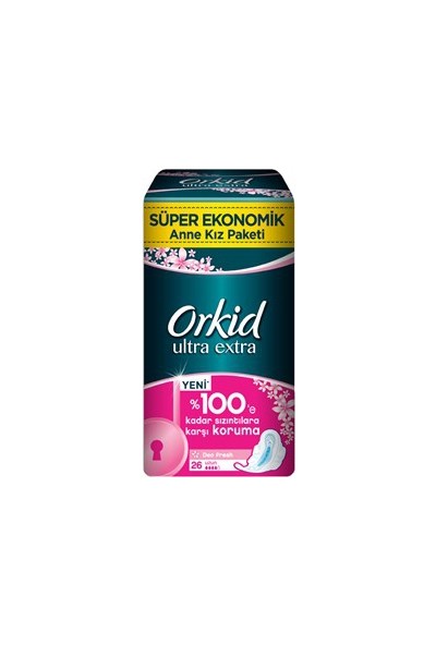 Orkid Ultra Extra Hijyenik Ped 4'lü Süper Ekonomik Paket Deofresh Uzun 26 Ped Orkid Ultra Extra Hijyenik Ped 4'lü Süper Ekonomik Paket Deofresh Uzun 26 Ped
