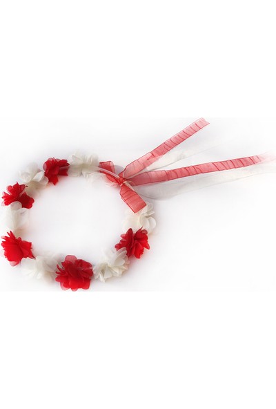 Elite Time Nedime Tacı Yuvarlak Şifon Çiçekli Kırmızı Pk:5 - A