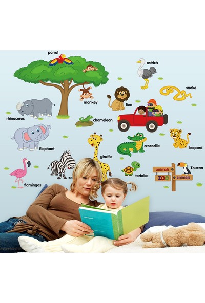 Crystal Kids Orman Hayvanları ve İsimleri Çocuk ve Bebek Odası PVC Duvar Sticker