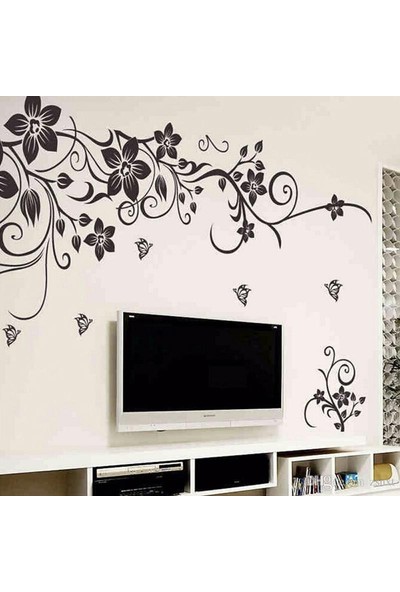 Crystal Kids Siyah Beyaz Çiçekli Tv Arkası Fonu PVC Duvar Sticker Crystal Kids Siyah Beyaz Çiçekli Tv Arkası Fonu PVC Duvar Sticker