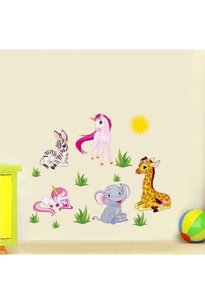 Crystal Kids Unicorn Fil Zebra Çocuk ve Bebek Odası PVC Duvar Sticker Crystal Kids Unicorn Fil Zebra Çocuk ve Bebek Odası PVC Duvar Sticker