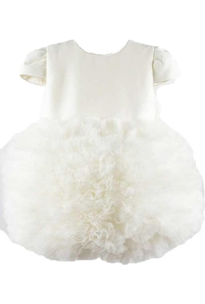 Bebebebek Beyaz Tütülü Bebek Prenses Elbise