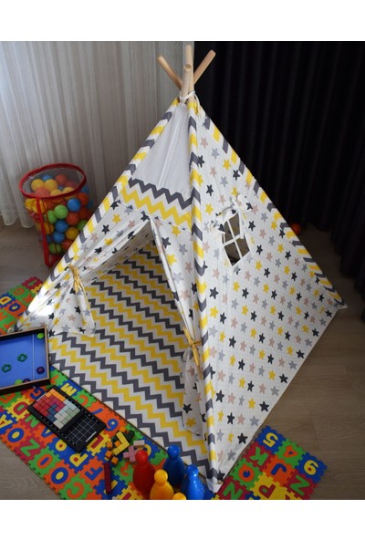 Bebekister Pamuk Ahşap Kızılderili Çadırı Oyun Evi