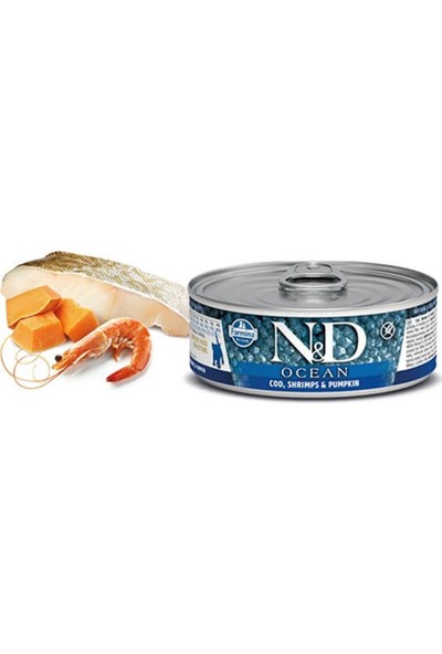 N&d Ocean Tahılsız Morina Balıklı ve Karidesli Yavru Kedi Konservesi 80 Gr*12 Adet N&d Ocean Tahılsız Morina Balıklı ve Karidesli Yavru Kedi Konservesi 80 Gr*12 Adet
