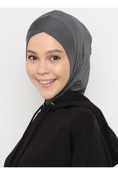 Ecardin Çizgili Spor Bone - Koyu Gri - Ecardin
