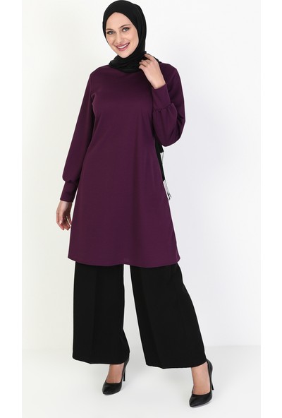 Zenane Kolu Detaylı Tunik - Mor - Zenane
