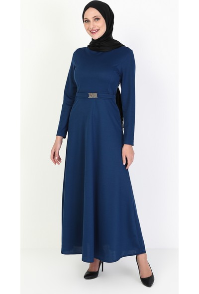Zenane Bel Detaylı Elbise - Indigo - Zenane