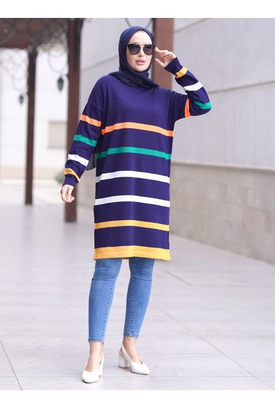 Por La Cara 5 Renkli Triko Tunik- Lacivert - Por La Cara