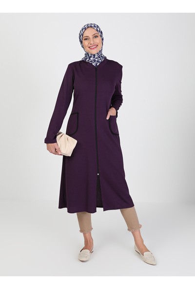 Zenane Boydan Fermuarlı Kap - Mor - Zenane