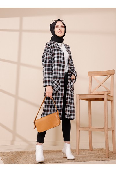 Tofisa Ekoseli Cepli Ceket - Siyah - Tofisa