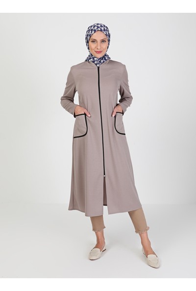 Zenane Boydan Fermuarlı Kap - Vizon - Zenane