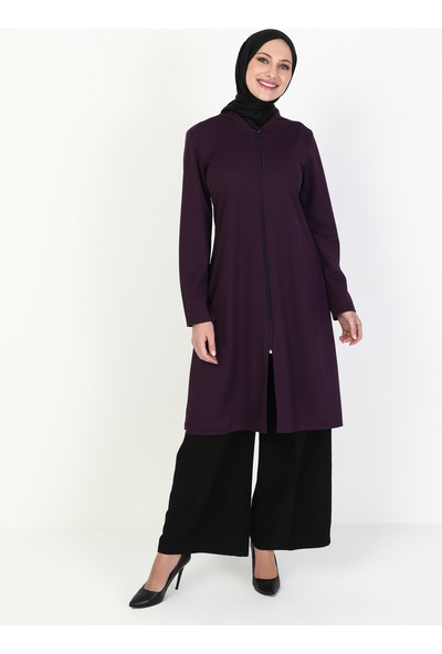 Zenane Boydan Fermuarlı Kap - Mor - Zenane