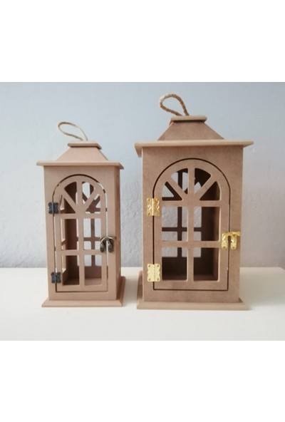 Gumustenevim Mdf Ahşap Fener Mumluk Ham Boyanabilir 2'li
