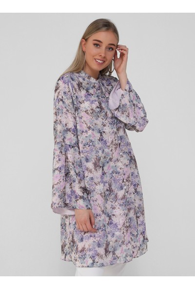Alia Büyük Beden Çiçek Desenli Tunik - Lila - Alia Alia Büyük Beden Çiçek Desenli Tunik - Lila - Alia