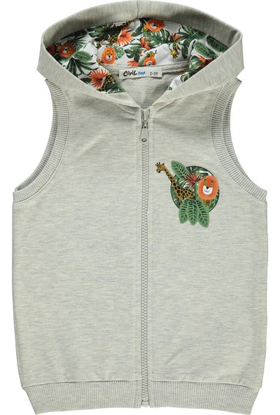Civil Boys Erkek Çocu Kapüşonlu Yelek 2-5 Yaş Gri